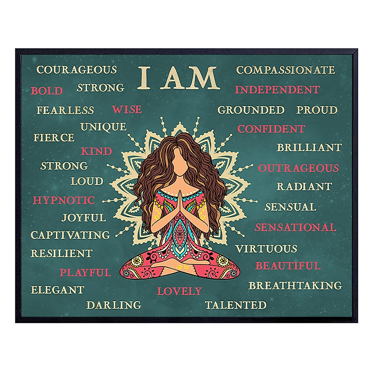 Positive Affirmations Wall Decor - Motivational Wall Art Posters 8x10 - Inspirational Quotes - Encouragement Gifts for Women - Empowered Women - Uplifting Gifts for Women - Encouraging Yoga Wall Art