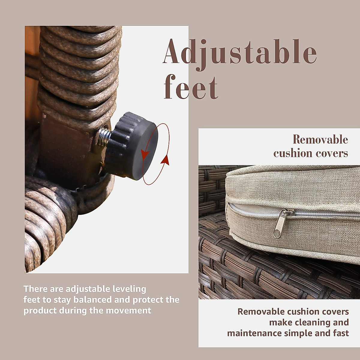 SUNSITT Outdoor 4-Piece Patio Sectional Set Half-Moon Patio Furniture Wicker Curved Outdoor Sofa with Beige Cushion