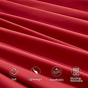 NexHome Full Size Sheet Set, Breathable & Cooling Sheets, Hotel Luxury Bed Sheet, Extra Soft, Deep Pockets 16", Easy Fit, Wrinkle Free, Comfy, Wine Red Bed Sheets 4 Piece Set