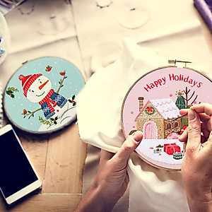 Canlierr 10 Sets Embroidery Kit with Patterns and Instructions DIY Adult Beginner Embroidery Kits for Beginners Adults Embroidery Supplies (Christmas Style)