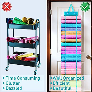 Vinyl Roll Holder, Vinyl Storage Organizer with 44 Roll Compartments for Large Vinyl Rolls,Door/Closet Hanging/Wall Mounting Vinyl Holder,Space Saving Organization for Craft Room,Blue