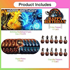 Mortal Kombat Party Supplies Plates Decorations Cake Topper Birthday Backdrop Background Decor