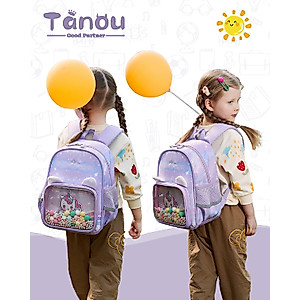 Tanou Toddler Backpack for Girls, 11 Inch Ultra-light Kids Small Backpacks, 2023 Cute Toddler Bag for Preschool Day Care, Unicorn