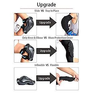 VIWINVELA Kids Knee Pads and Elbow Pads Set Toddler Soft Protective Gear Black S