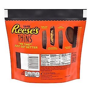 REESE'S THiNS Dark Chocolate Peanut Butter Cups, Candy Share Pack, 7.37 oz