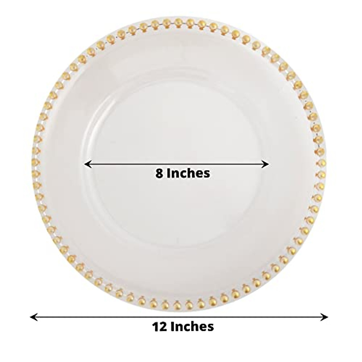 Efavormart 6 Pack 12" Gold Clear Acrylic Round Charger Plates With Beaded Rim Dinner Charger Plates