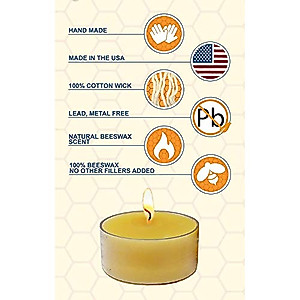 100% Pure Raw Beeswax Tea Lights Candles Organic Hand Made (Set of 6)