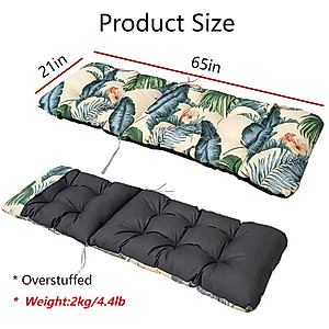 Waterproof Outdoor Lounge Chair Cushion 65 Inch-Sun Patio Chaise Lounger Cushion with Ties and Top Cover,Non-Slip Rocking Chair Swing Bench Cushion For Indoor/Outdoor Furniture (Hawaiian, 65 inch)