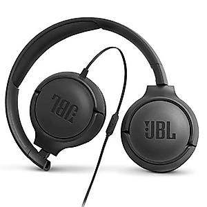 JBL TUNE500 Wired On-Ear Headphones with One-Button Remote and Mic (Black)