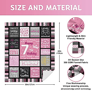 Lcobion 7 Year Old Girl Birthday Gifts, 7 Year Old Girl Gifts, Gifts for 7 Year Old Girls, Birthday Gifts for 7 Year Old Girls, 7th Birthday Decorations for Girls, 7th Birthday Blanket 50" X 60"