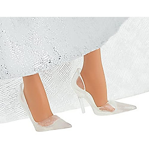Barbie Signature 2021 Holiday Doll (12-inch, Brunette Hair) in Silver Gown, with Doll Stand and Certificate of Authenticity, Gift for 6 Year Olds and Up