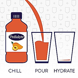 Pedialyte with Immune Support, Peach Mango, 4 Count, Electrolyte Hydration Drink, with Zinc, Selenium, and Magnesium, 1 Liter