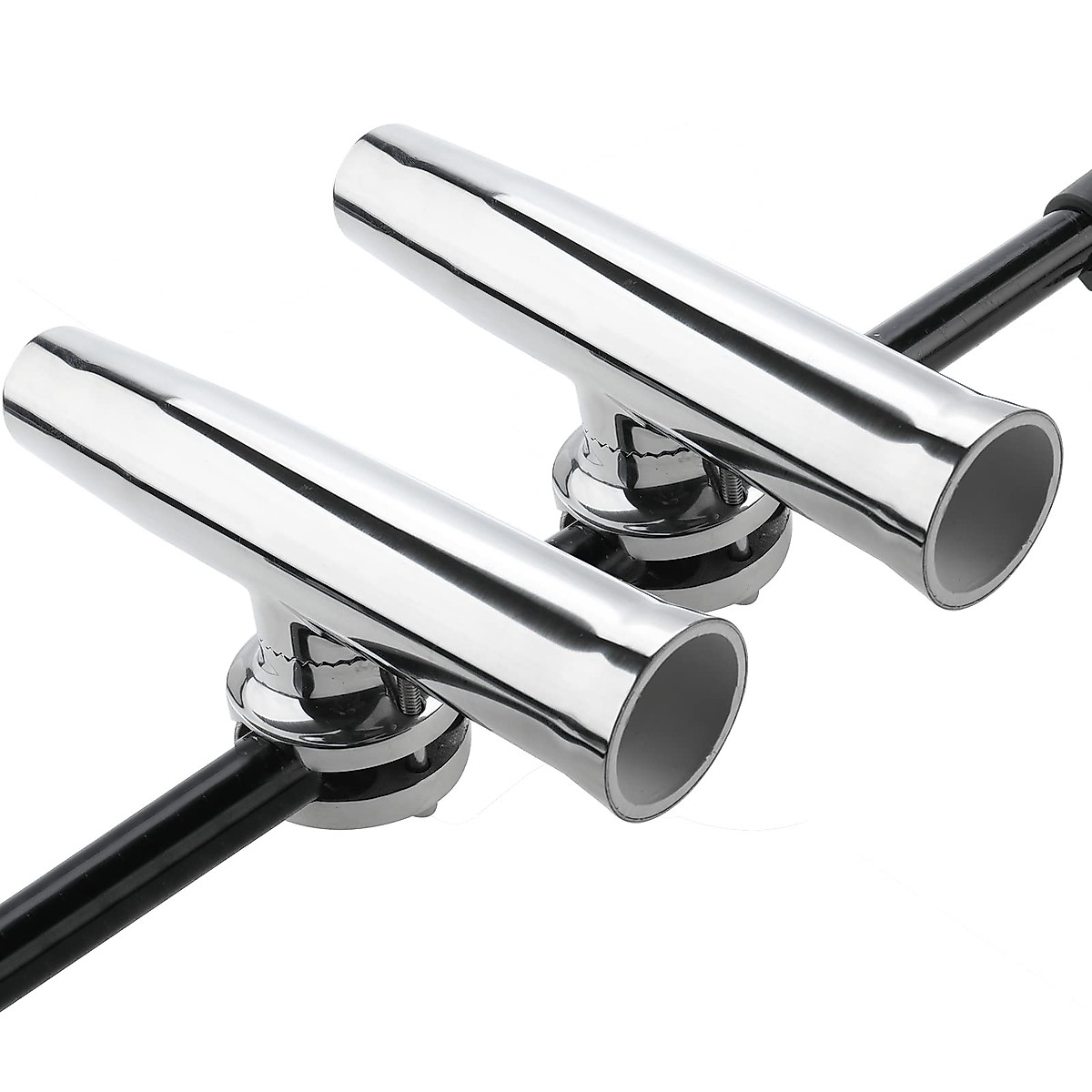 NovelBee 2pcs Boat Fishing Rod Holder,Stainless Tournament Style Clamp on Fishing Rod Pole Holder for Rails 1-1/4" to 2"