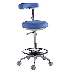 Dental Assistant Stool Nurse Chair Height Adjustable with Armrest Micro Fiber Leather