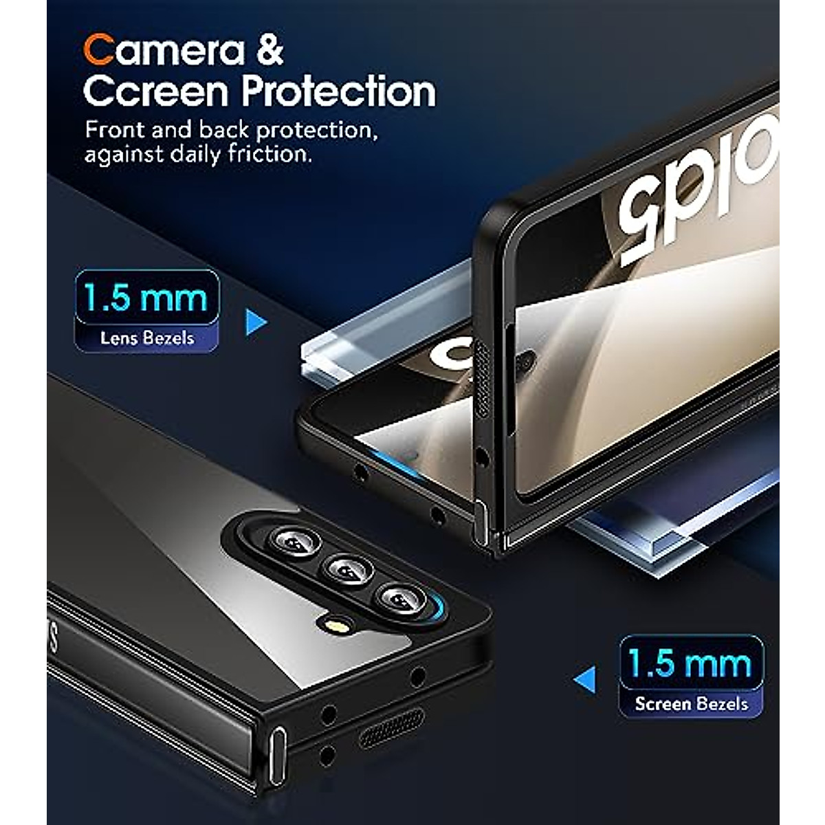 Z Fold 5 Case for Samsung Galaxy Z Fold5 5G, Slim Ultra-Thin Crystal Clear Acrylic PC Back Cover [Hinge][Transparent] Soft Silicone Bumper Full-Body Shockproof Protective Cases for Samsung Z Fold 5 5G