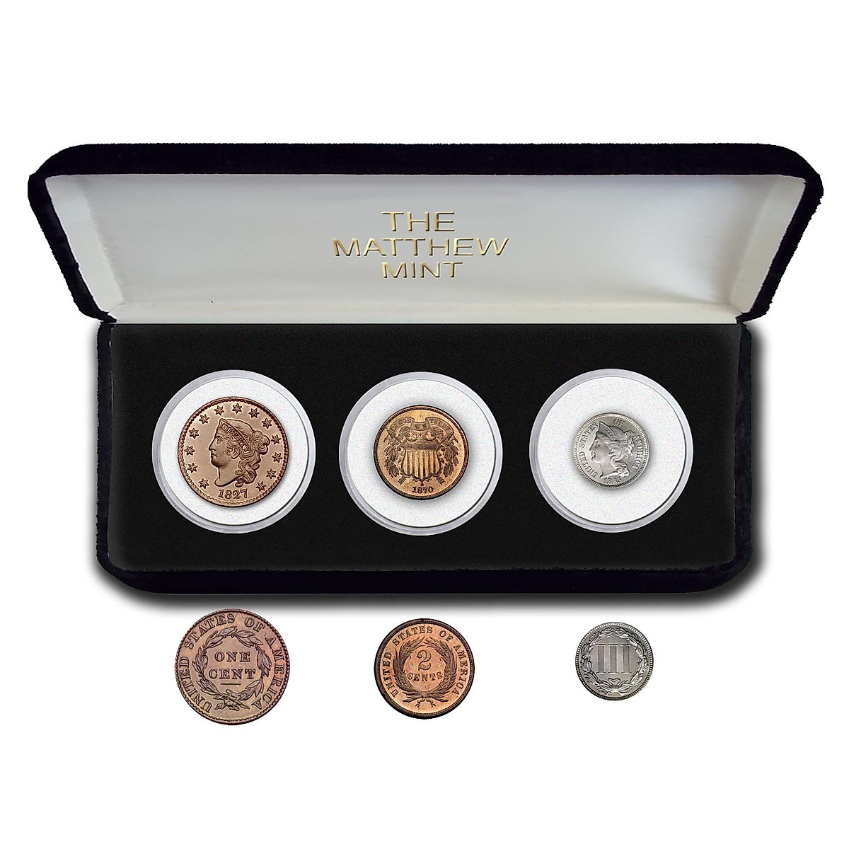 1850 Various Mint Marks Large Cent, Two cents, and Three cents Good