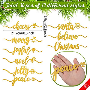 36 Pcs Christmas Place Cards Paper Word Table Decor Table Settings for Christmas Thanksgiving Dining Table Decor Rustic Placecards for Dining Table Cutout Cards Sign for Home(Christmas Style)