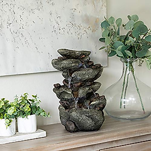 Alpine Corporation TZL154 Alpine Fountain with LED Light Rainforest Rock Frountain, 9" L x 8" W x 14" H, Mixed Colors
