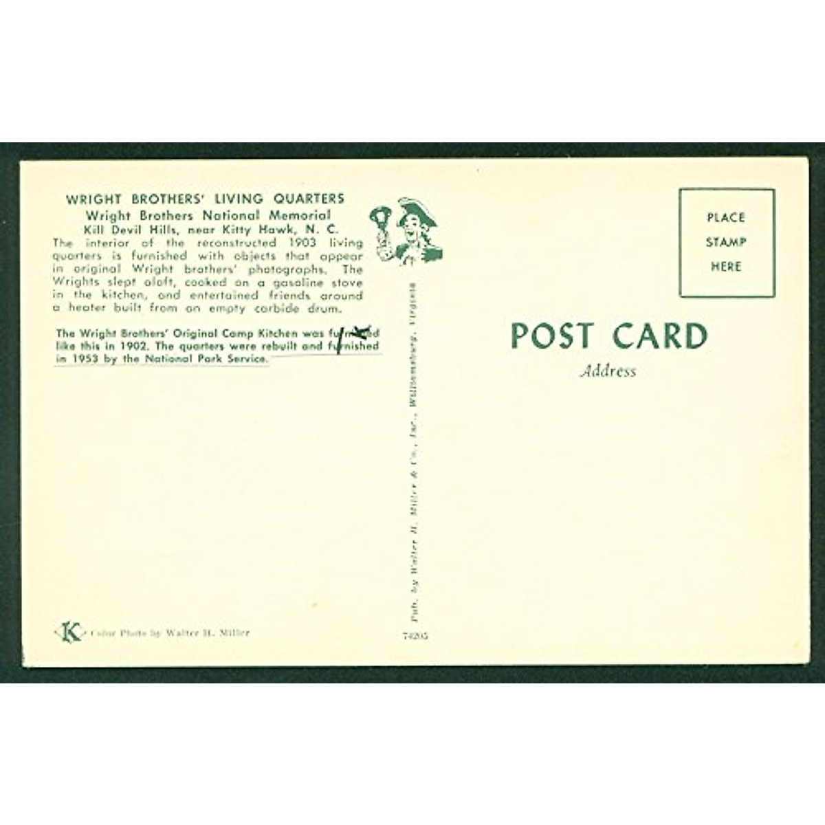 Wright Brothers Living Quarters Camp Kitchen Early Flight Kitty Hawk North Carolina Postcard