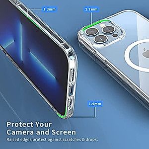 SUPERONE Crystal Clear Mag-Safe Case with Stand Designed for iPhone 13 Pro Case, [Magnetic Strength Enhanced] [Not Yellowing] [Military Grade Drop Protection] Protective Phone Case 6.1 inch