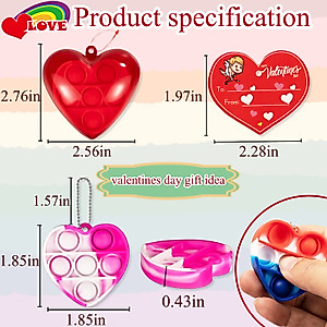 Prefilled Heart Pop Heart Fidget Toys with Cards for Kids - 12 Pack Mini Heart Pop Bubble Sensory Toys Bulk with Keychain Toddlers Girls Boys Exchange Birthday Gifts for Party Favors Supplies