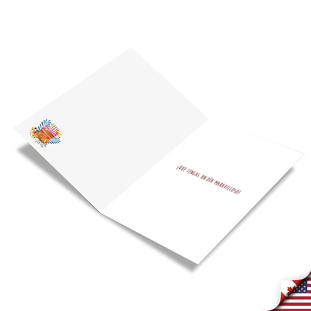 NobleWorks - 1 Spanish Birthday Card with Envelope - Hispanic Latino Celebration Card for Birthdays - Maravilloso Dia C9327BDG-SL