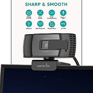 wansview Webcam with Microphone, 1080P HD Webcam USB PC Laptop Web Camera with for Computer Desktop Live Streaming/Zoom/Video Call/Online Meeting/Gaming