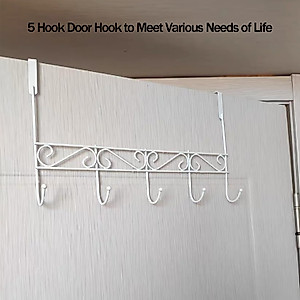qczoyp Over The Door Hooks - Towel Rack Coat Rack, Heavy Duty Towel Hooks for Bathrooms, Clothes, Belt, Robes, Door Hanger Hook - 5 Hooks