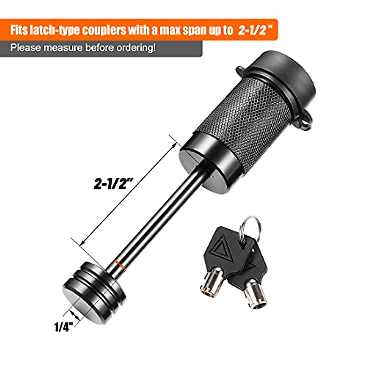CZC AUTO Trailer Tongue Coupler Lock, Dia 1/4 Inch, 2-1/2 Inch Span Fits Latch-Type Coupler for Towing Boat Truck RV Car Trailer