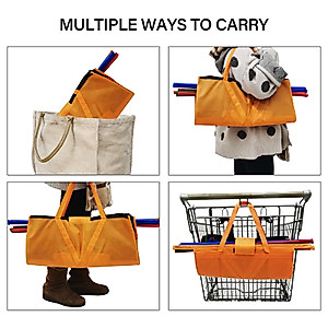 Haiphisi Trolley Bags-4 Pack Reusable Grocery Shopping cart Bags for Groceries with Cooler Bag Egg bags-Easy to Use and Heavy Duty-Cart Daddy(Orange,Green,Red,Blue)
