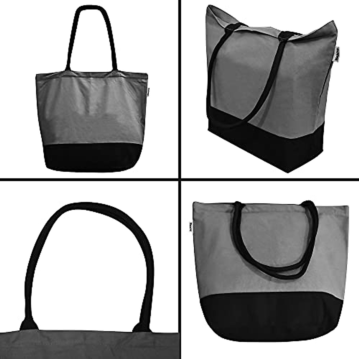 Mamlyn Cotton Canvas Tote Bag with handles, Reusable Cloth Shopping Grocery Bag, Large, Heavy Duty, Zipper Closure
