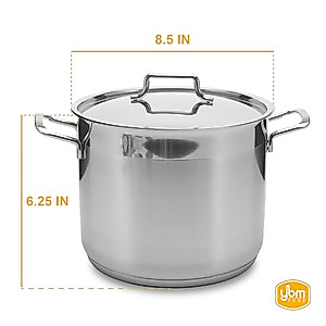 Hascevher Industry Leading Commercial - Grade 18/10 Stainless Steel Stock Pot with Cover 5 Quart, Induction Compatible