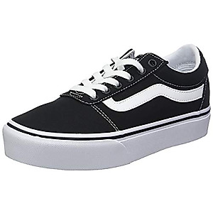 Vans Women's Ward Platform Low-Top Sneakers, Black ((Canvas) Black/White 187), 7.5
