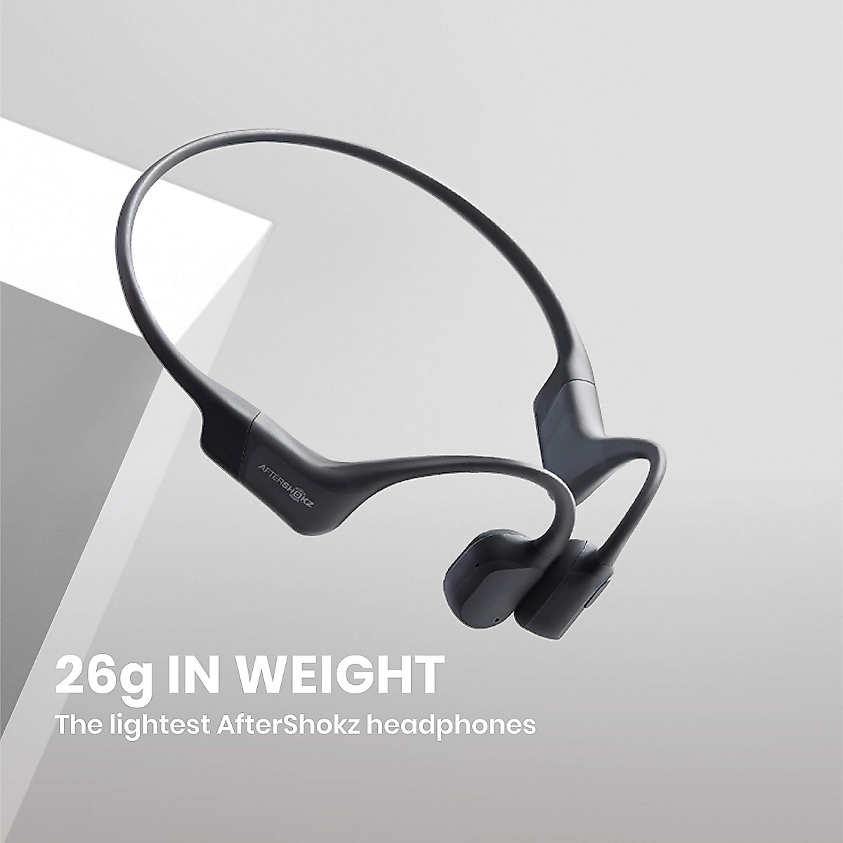 Aftershokz Aeropex (Rebranded as Shokz OpenRun) - Open-Ear Bluetooth Bone Conduction Sport Headphones - Sweat Resistant Wireless Earphones for Workouts and Running - Built-in Mic - with Sport Belt