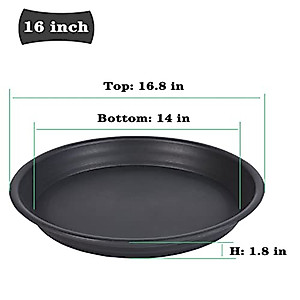 SAUCERHOME Plant Saucer 16 inch, 4 Pack 17 inch (16.8") Plastic Large Flower Planter Plant Pot Saucers and Drip Tray for Indoors Outdoors, Thick Heavy Sturdy Durable Plant Plate Water Catcher (Black)