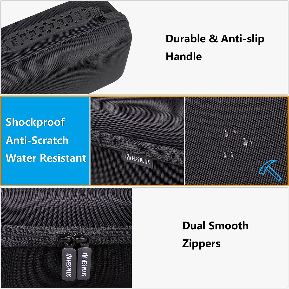 HESPLUS Storage Travel Case for 3M Littmann Classic III Stethoscope, Lightweight II S.E, Cardiology IV Diagnostic, MDF Acoustica Deluxe Stethoscopes - Pure Black Without Pattern