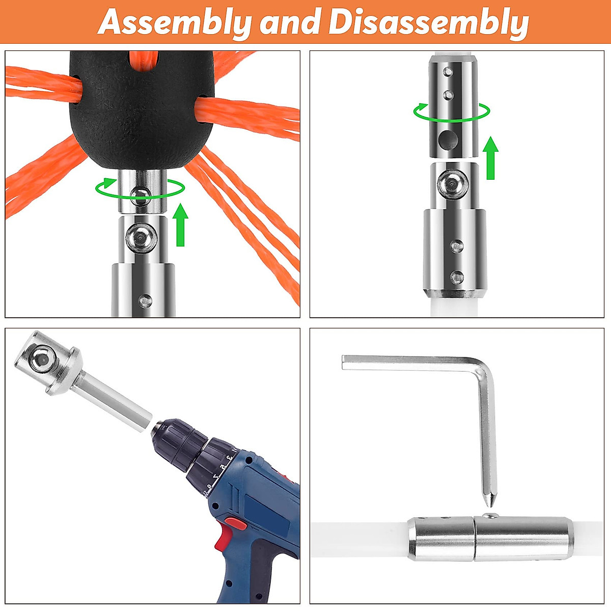 Slendor Chimney Sweep Kit, 39 Feet Chimney Cleaning Kit Chimney Cleaning Tool Chimney Brush with Button Locking System with 12 Nylon Flexible Rods for Sweeping Chimney Fireplaces.