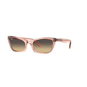 Ray-Ban Women's RB2299 Lady Burbank Cat Eye Sunglasses, Transparent Pink/Brown Vintage, 52 mm