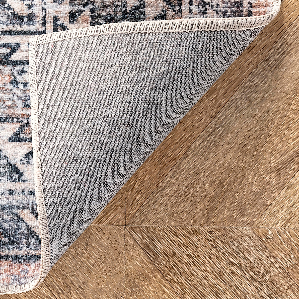 nuLOOM 8x10 Machine Washable Rain Haven Vintage Medallion Area Rug, Rust, Traditional Faded Design, Non-Slip Backing, Stain Resistant, For Bedroom, Dining Room, Living Room, Kitchen