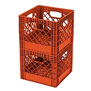 Buddeez MC01016O172C Milk Crates, 16-Quart, Orange, 2-Pack