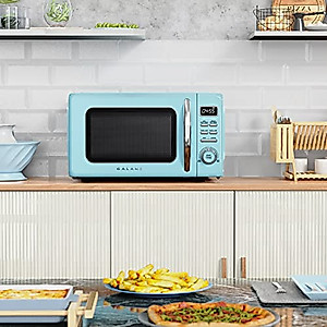 Galanz GLCMKZ07BER07 Retro Countertop Microwave Oven with Auto Cook & Reheat, Defrost, Quick Start Functions, Easy Clean with Glass Turntable, Pull Handle.7 cu ft, Blue