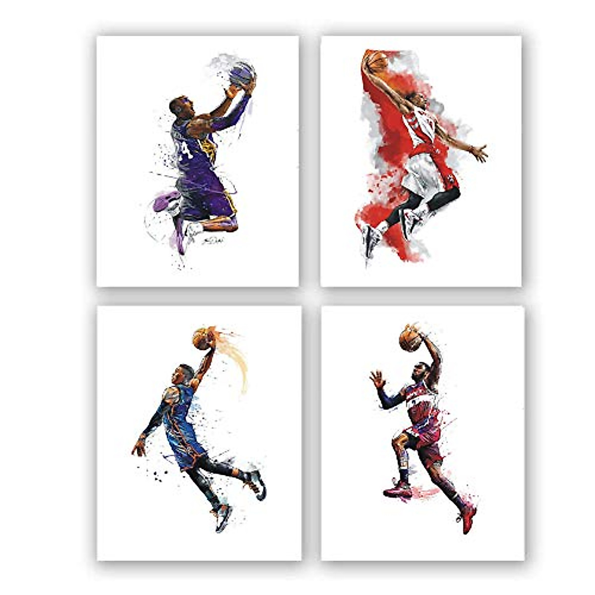 Basketball art Canvas Painting,Kobe Bryant Poster Pictures Prints ,Basketball Wall art Prints Suitable for Boys Bedroom, Frameless,(8x 10 inx4)