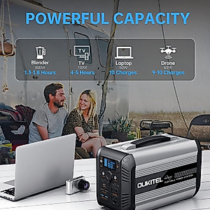 OUKITEL Portable Power Station CN505, 500W(Peak 1000W) 614Wh, LiFePO4 Power Station with 110V AC Outlets, Solar Generator for Camping Home RV Travel