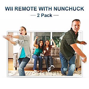 FASIGO Wii Remote with Nunchuck, Wii Controller with Nunchuck, Compatible with Nintendo Wii/Wii U, 2 Pack
