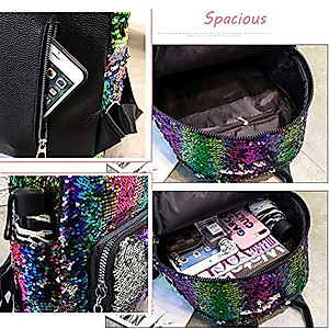 Girls Sequin Backpack Kids Rainbow Reversible Flip Casual Bag Cute School Dance Class Lightweight Satchel for Toddler Teen Women Mermaid