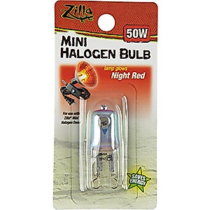 Zilla Reptile Terrarium Heat Lamps Mini Halogen Bulb, Night Red, 50W (2 Pack)