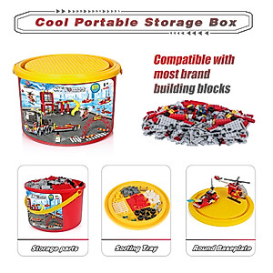 WishaLife City Fire Station Toy Building Set, with Fire Rescue Transport Truck Toy, Helicopter, Pretend Play Toy Gift Idea for Kids Boys Girls Age 6+