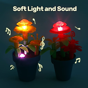 CUTE STONE Flower Garden Building Toys for Girls Age 3 4 5 6 7-Kids with Light & Music-Stacking Game for Toddlers Playset-Educational Activity STEM Toys Gifts,140PCS