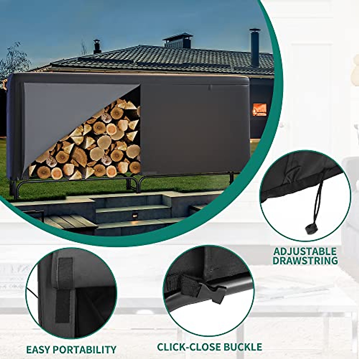 YITAHOME 8ft Firewood Rack Outdoor with Cover Combo Waterproof Set for Fireplace Heavy Duty Firewood Pile Storage Log Racks All-Weather Protection