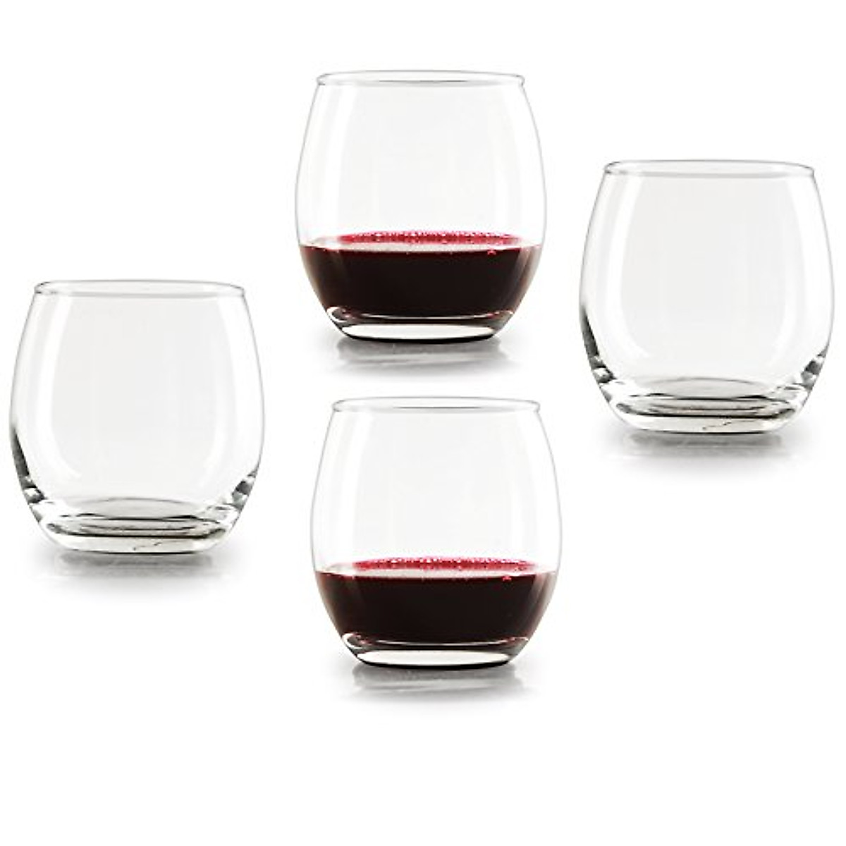 Circleware Downtown Stemless Wine Lead-Free Glass Cups for Bar, Water, Juice, Whiskey & Beverage Drinks, 4 Count (Pack of 1), Clear